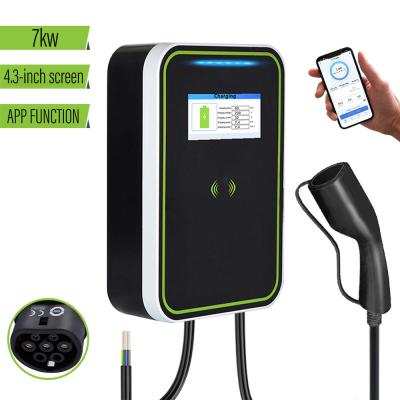 China Wallbox AC EV Charger 32A 7kW with LCD Screen APP Control IP65 for sale