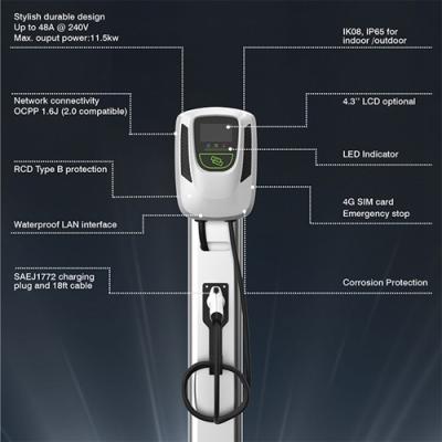 China 7KW 32A 240V 50Hz Wallbox MID Commercial EV Charging Station for sale