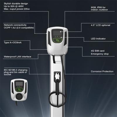China 3 Phase Type 2 Plug 400Volt Commercial EV Charging Station for sale