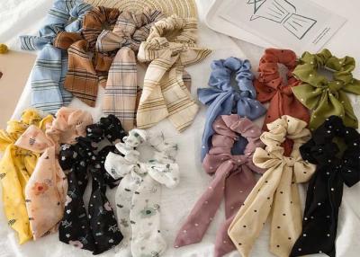 China Korean knot bow large colon scrunchie women's ponytail hair streamer Chiffon fabric scrunchie headpiece for sale