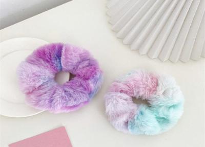 China influencers Autumn winter fur tie dye hair colorful scrunchie Korean lady accessories hair rope spot headdress for sale
