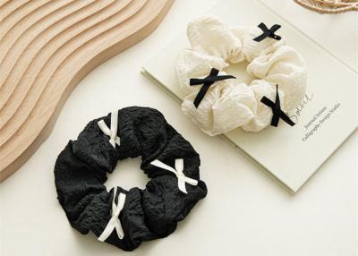 China influencers Chanel style black white contrast color scrunchie bowknot scrunchie French girly collar-bun hair accessories for sale