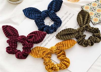 China Autumn/Winter plush rabbit ears golden fabric knotty scrunchie Cross border women's hair headdress accessories for sale