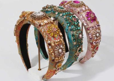 China Baroque palace luxurious colorful diamond flower hair hoop headbands ladies ball gorgeous logo picture hair accessories for sale