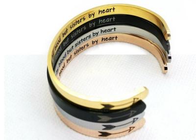 China Titanium steel gold c shape bracelet lady jewelry Mother Thanksgiving Christmas gift engraved ornaments logo words for sale
