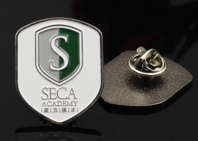 China Zinc alloy paint filling color brooch pin activity badge shield stamping electroplating black nickel badge for sale