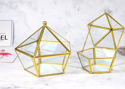 China Pentagonal glass artifact succulent greenhouse Gift Wedding jewelry box landscape home glass decoration wholesale for sale