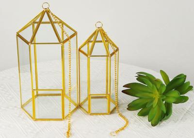 China Golden hexagon cage glass artifact garden Creative geometric cover greenhouse micro landscape Yiwu wholesale for sale