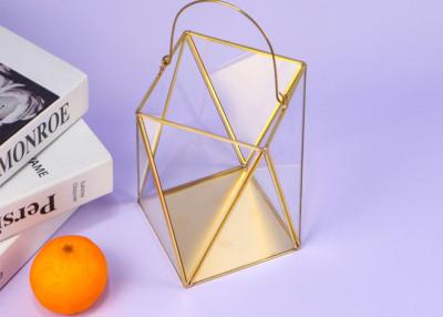 China Golden copper triangle handle glass artifact lamp fruit greenhouse cover copper box gift package OEM logo words picture for sale