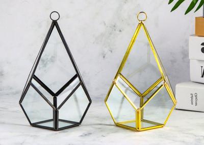 China Black gold color diamond shaped greenhouse glass artifact lamp cover water drop decoration for sale
