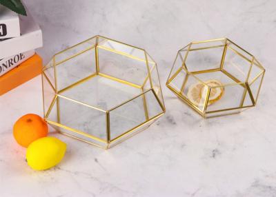 China Brass copper glass artifact rimmed Display box hexagonal geometric plant greenhouse decoration Yiwu wholesale for sale