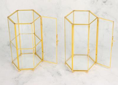 China High-quality hand-welded copper strip glass artifact Window display box jewelry accessories  box for sale