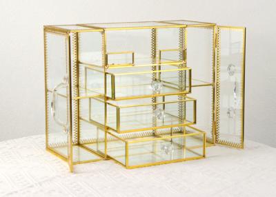 China Cosmetics Storage Box Desktop Glass Non-acrylic cabinet lipstick ring earning jewelry Skin care Vanity shelving for sale