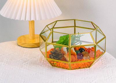 China landscape glass artifact garden color stone succulent gold lamp decoration tabletop storage box jewelry box for sale