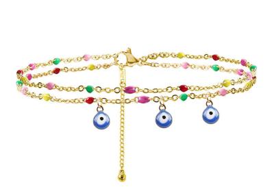 China Stainless steel anklet Women's Beach Demon Eye Activity Pendant independently packaged seven-color women's foot ornament for sale