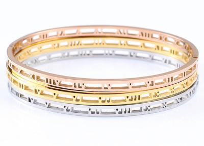 China Euramerican titanium steel hollowed out bracelet girls 18K gold Romanization hook buckle bracelet accessories Yiwu for sale