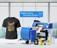 China FCOLOR 24inch DTF Tshirt Printer 2 Head Automatic Powder Recycling Heat Transfer Paper Film Machine for T-Shirts for sale