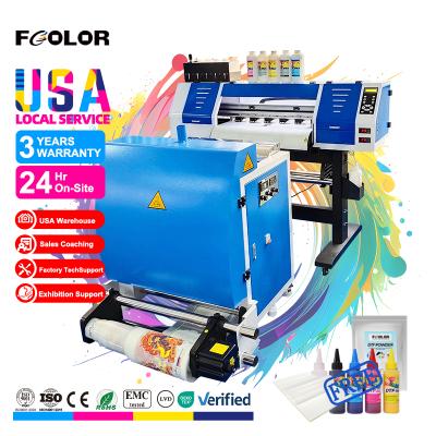 China FCOLOR Automatic 60cm DTF Printer Dual XP600 Heads With Powder Shaker Oven for T-Shirt Film Heat Transfer Printing for sale