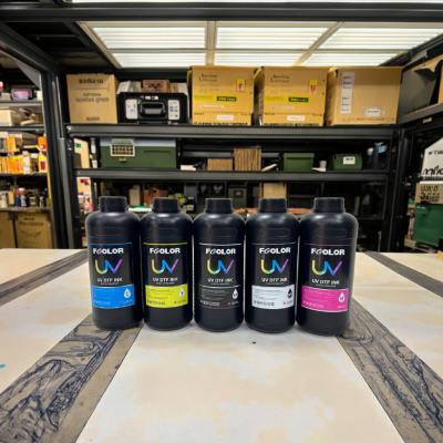 China FCOLOR New Improved Universal Hard LED UV Ink UV Inkjet Ink for Epson DX5 DX7 TX800 UV Flatbed Printer for sale