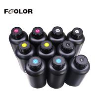 China Fcolor Wholesale UV DTF Ink Supplier CMYKW and Vanish logo Printing Machine Led Uv Curable Ink for epson I3200 U1 Printhead for sale