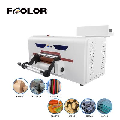 China Fcolor Inkjet 42Cm A2 Roll Gold Silver Ab Film Uv Printing Machine Dtf Bottle Cup Wrap Sticker Printer With Laminator for sale