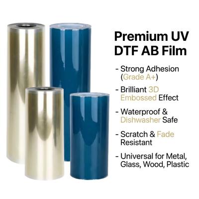 China High Adhesion UV DTF Film Roll Anti Scratch Crystal AB Label Transfer for Metal Wood Glass for sale