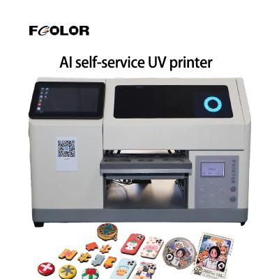 China FCOLOR New Smart AI UV Printer for Small Business Print on Golf Balls Phone Cases Coins PVC Cards for sale