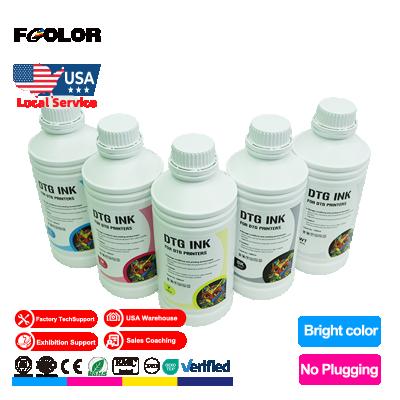 China FCOLOR 1000ML High Density White Bulk DTG Printing Ink for XP600 I3200 Surecolor F2000 F2100 Digital T Shirt Textile Printer for sale