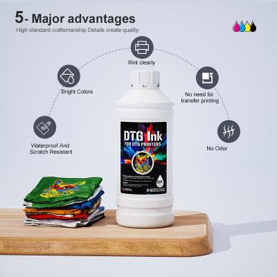 China Long Lasting Premium White DTG Textile Ink for Epson XP600 I3200 TX800 DX5 Dx7 F2000 F2100 Cotton T-Shirt Printing for sale