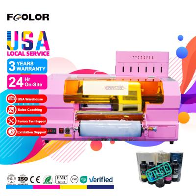 China FCOLOR UV DTF Printer Crystal Label UV Color White Double-Sided Small Printer Roll Logo UV Label Glossy for sale