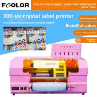 China FCOLOR UV DTF Printer Crystal Label UV Color White Double-Sided Small Printer Roll Logo UV Label Glossy for sale