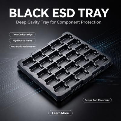 China PET Transparent Anti-Static Rectangle Blister Tray Custom Conductive Plastic Vacuum Forming PCB Packaging Tray for sale