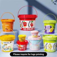 China Round IML Food Grade Biscuit Packing Bucket 1-5L Capacity for Shea Butter Chocolate Spread with Custom Colors for sale
