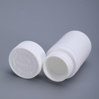 China 112ml Small Round HDPE Plastic Bottle Container With Children Safety Cap White Advantage for sale