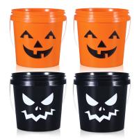 China Food Grade Plastic Candy Buckets 1-5 Gallon Capacity with Lids and Handles for Halloween Storage for sale