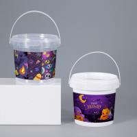 China Food Grade Plastic Candy Buckets 1-5 Gallon Capacity with Lids and Handles for Halloween Storage for sale