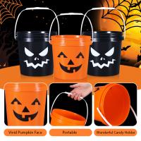 China Round Customized Food Grade Plastic Container With Lids and Handle For Halloween Candy for sale