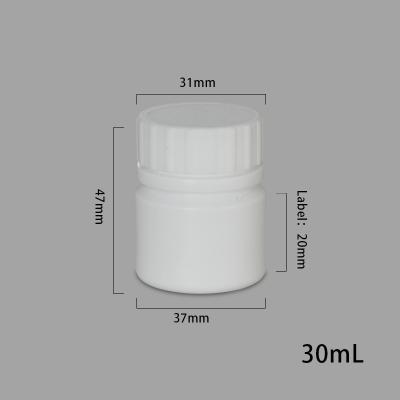 China SCREW CAP Lid Mini Pill Container for 30ml Plastic White Medicine Jar in HDPE Material for sale