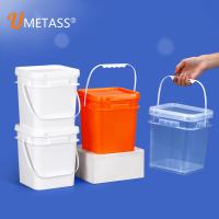 China 10L Square Plastic Barrel with Lid and Handle for Food, Paint, Shea Butter and Sauce Packaging for sale