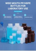 China Transparent Translucent Brown Wide Mouth HDPE PP Plastic Chemical Resistant Bottle 500ml-1000ml for Laboratory Storage for sale