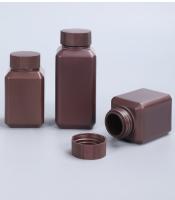 China 250ml HDPE Square Brown Reagent Bottle for Chemical Storage - Industrial Grade with 250ml Capacity for sale