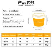 China Transparent Round Plastic Food Storage Buckets Capacity 280ml/450ml/650ml Food Grade for sale