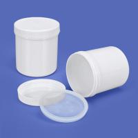 China Custom Logo 1L White Wide Mouth Tall Plastic Pop Can for Protein Powder Food Storage for sale