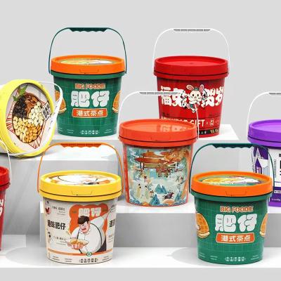 China Customized Logo IML Food Packaging Bucket for Peanut Butter Sauces and Cotton Candy for sale