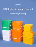 China PP Square Shape 5 Gallon Paint Pail Transparent Food Grade Plastic Bucket With Lid Handle for sale