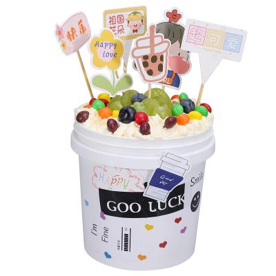 China Custom IML Print Logo 1L Round Plastic Bucket for Yogurt Chocolate Spread and Sauces for sale
