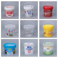 China Custom IML Print Logo 1L Round Plastic Bucket for Yogurt Chocolate Spread and Sauces for sale