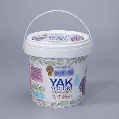 China IML Round PP Plastic Ice Cream Bucket with Lid and Handle 100% Material Round Shape for sale