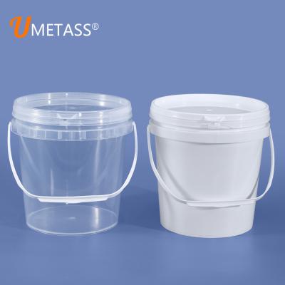China Customrized Logo 3L Transparent White Small Gallon PP Paint Bucket Food Grade 20l Container with Lid for sale