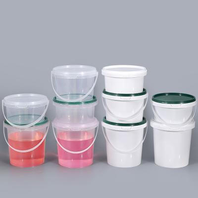 China 500ml PP Clear White Food Take Out Package Ice Cream Cookies Small Plastic Bucket With Handle Lid for sale